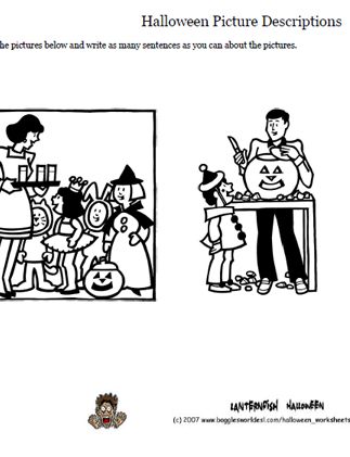 Halloween Caption Sentence Writing