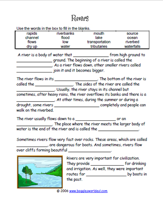Rivers Cloze Worksheet